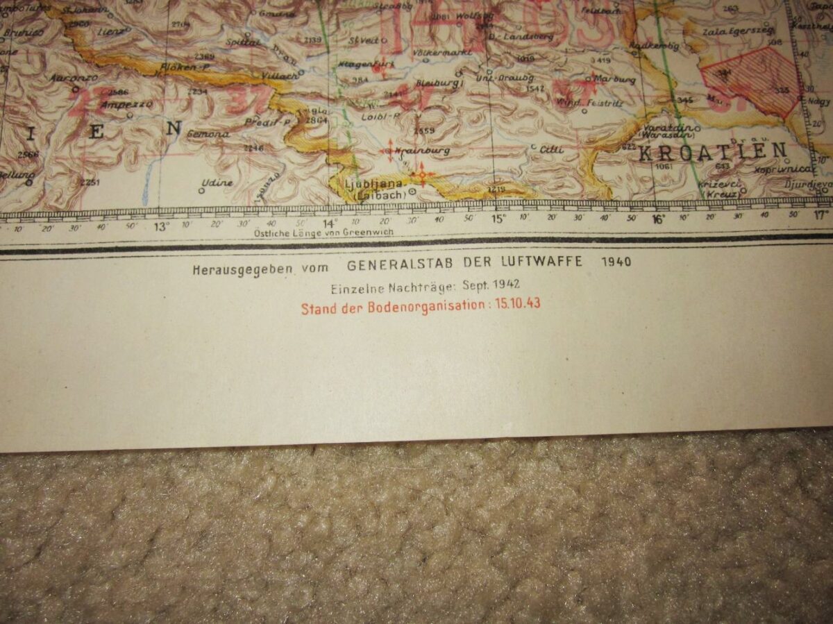 WW2 German Luftwaffe Navigationskarte – 1:2000000 NAVIGATIONAL MAP ...
